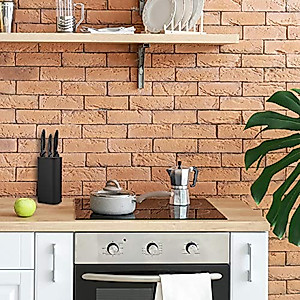 Relaxdays Plastic Block, Knife Holder with Bristle Insert, unequipped, H x W x D: 22.5 x 13.5 x 12.5 cm, Black