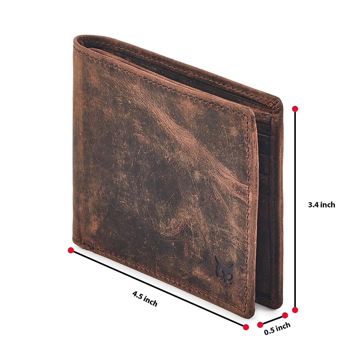 Real Leather Mens Bifold Wallet RFID Blocking Slim Minimalist Front Pocket - Thin & Stylish with ID Window in Gift Box (Crazy Horse, Cognac)