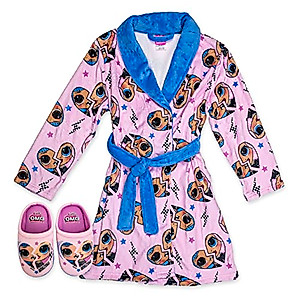 L.O.L. Surprise! OMG Robe with Slippers,LOL OMG Bathrobe Pajama Set,Girls size 4/5