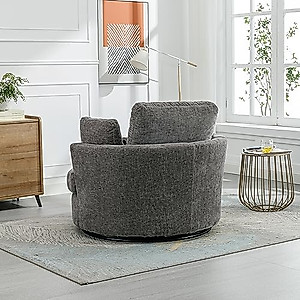Oversized Swivel Accent Barrel Chair with Storage Bench Large Ottoman+4 Pillows,Comfy Upholstered 360 Recliner Sofa Club Chaise Leisure Round Loveseat Lounge Armchair for Living Room/Hotel/Nursery