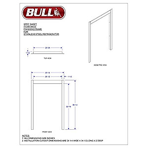 Bull Outdoor Products 99935 Refrigerator Frame, Stainless Steel