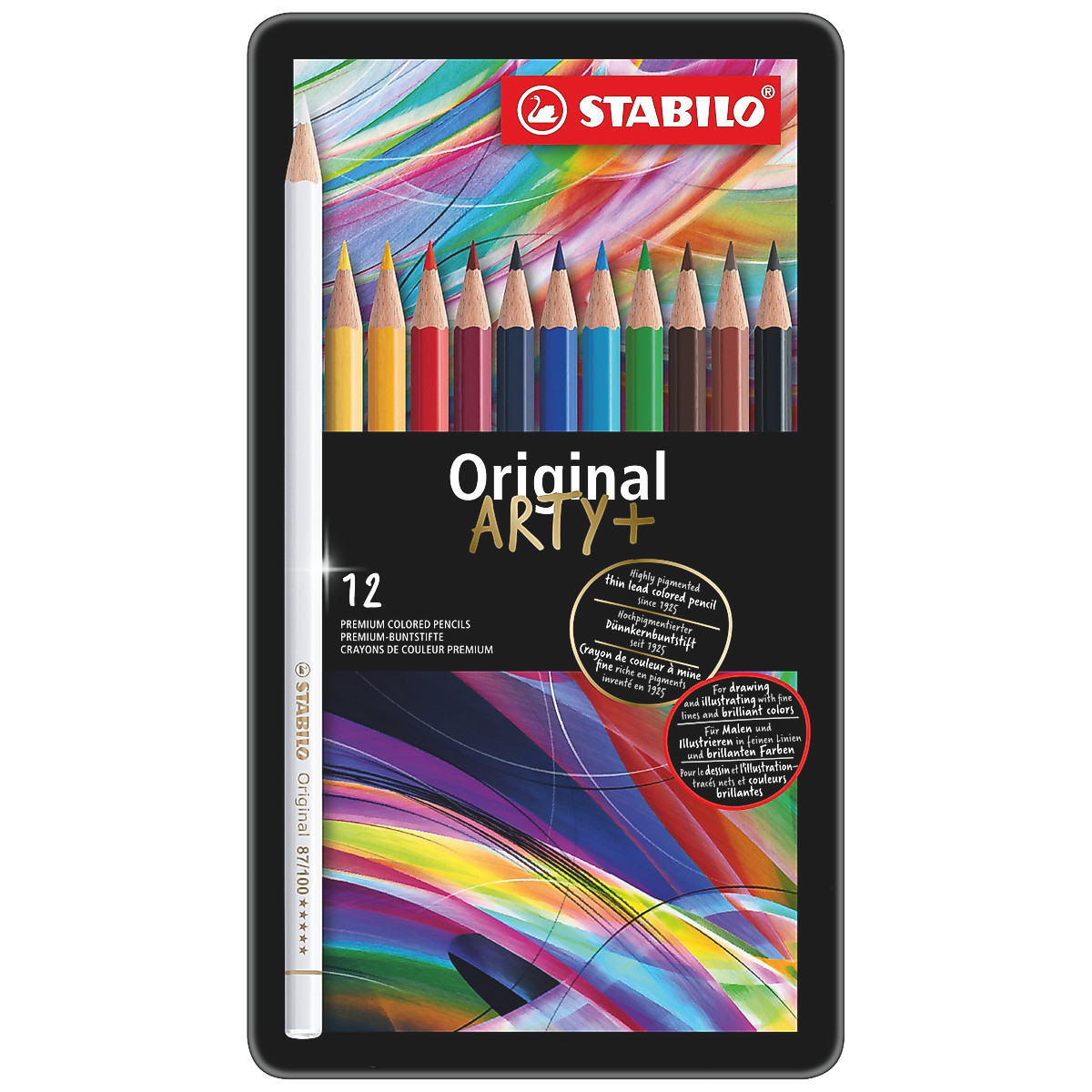 STABILO Premium Colouring Pencil - Original Metal Box of 12 assorted colours