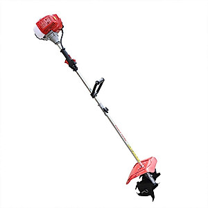 2-Stroke Garden Tiller Gas Powered Cultivators Single Cylinder Cordless Tiller Electric Handheld Garden Weeder Weeding Machine Gasoline for Cutting Grass Wheat Tea Tree 42.7CC