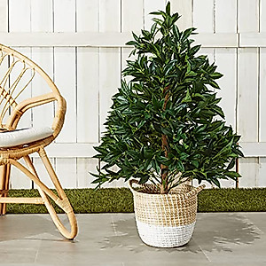 Nearly Natural 3-Ft. Bay Leaf Artificial Topiary UV Resistant (Indoor/Outdoor) Silk Trees, Green