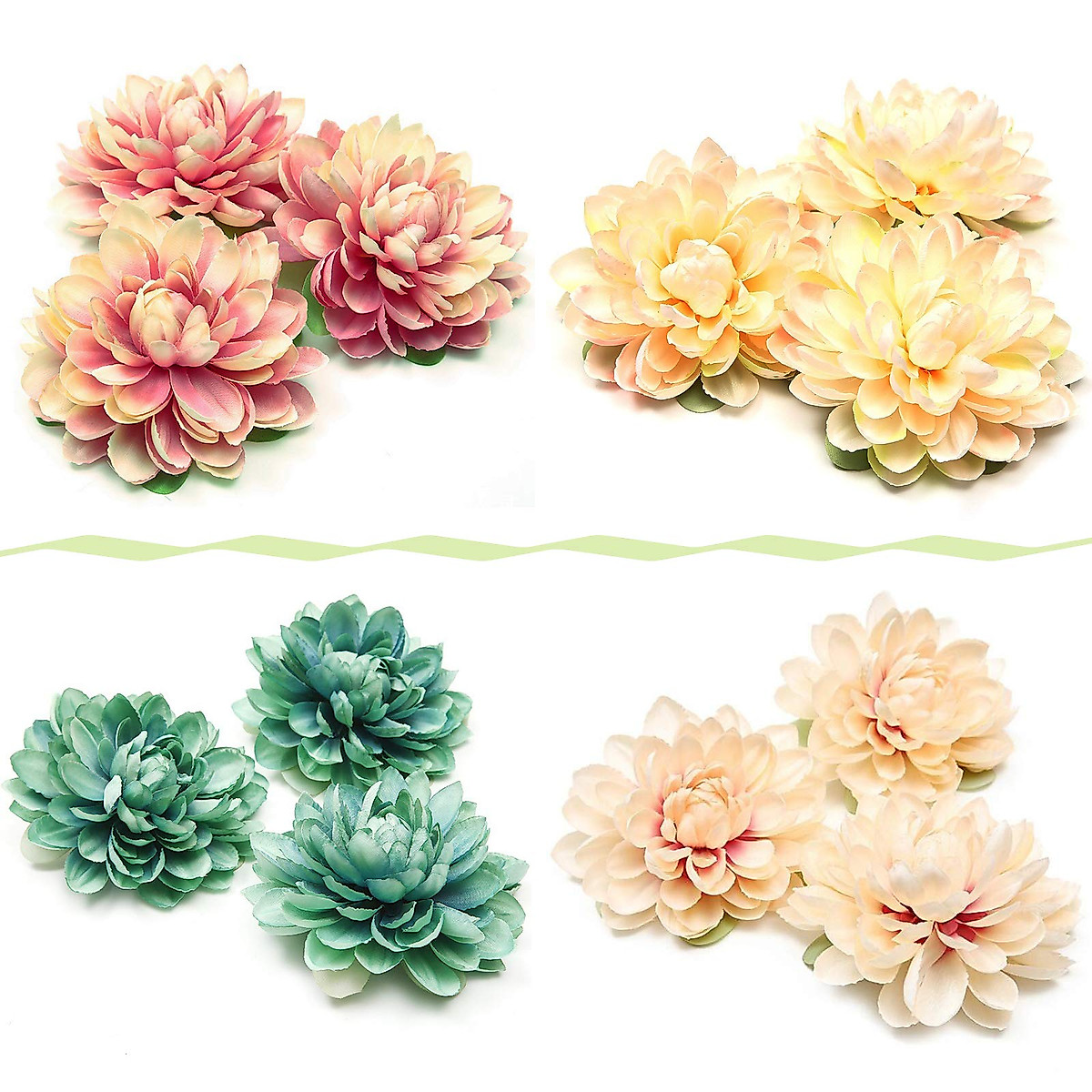 Dreamm 8 Pack Artificial Chrysanthemum Flowers Fake Silk Multicolor Dahlia Flower Head for DIY Wedding Bouquets Centerpieces Arrangements for Home Garden Party Decoration