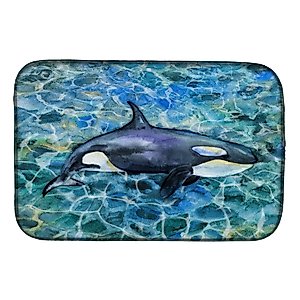 Caroline's Treasures BB5334DDM Killer Whale Orca Dish Drying Mat Absorbent Dish Drying Mat Pad for Kitchen Counter Dish Drainer Mat for Countertop, 14 x 21", Multicolor