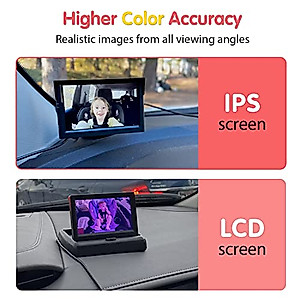 Luckview BM1 Baby Car Camera, 5'' 1080P Mirror Monitor with IR Night Vision, 3X Zoom in Closer, Full Crystal Clear View for Back Seat Rear Facing, 5 Mins Easy Installation