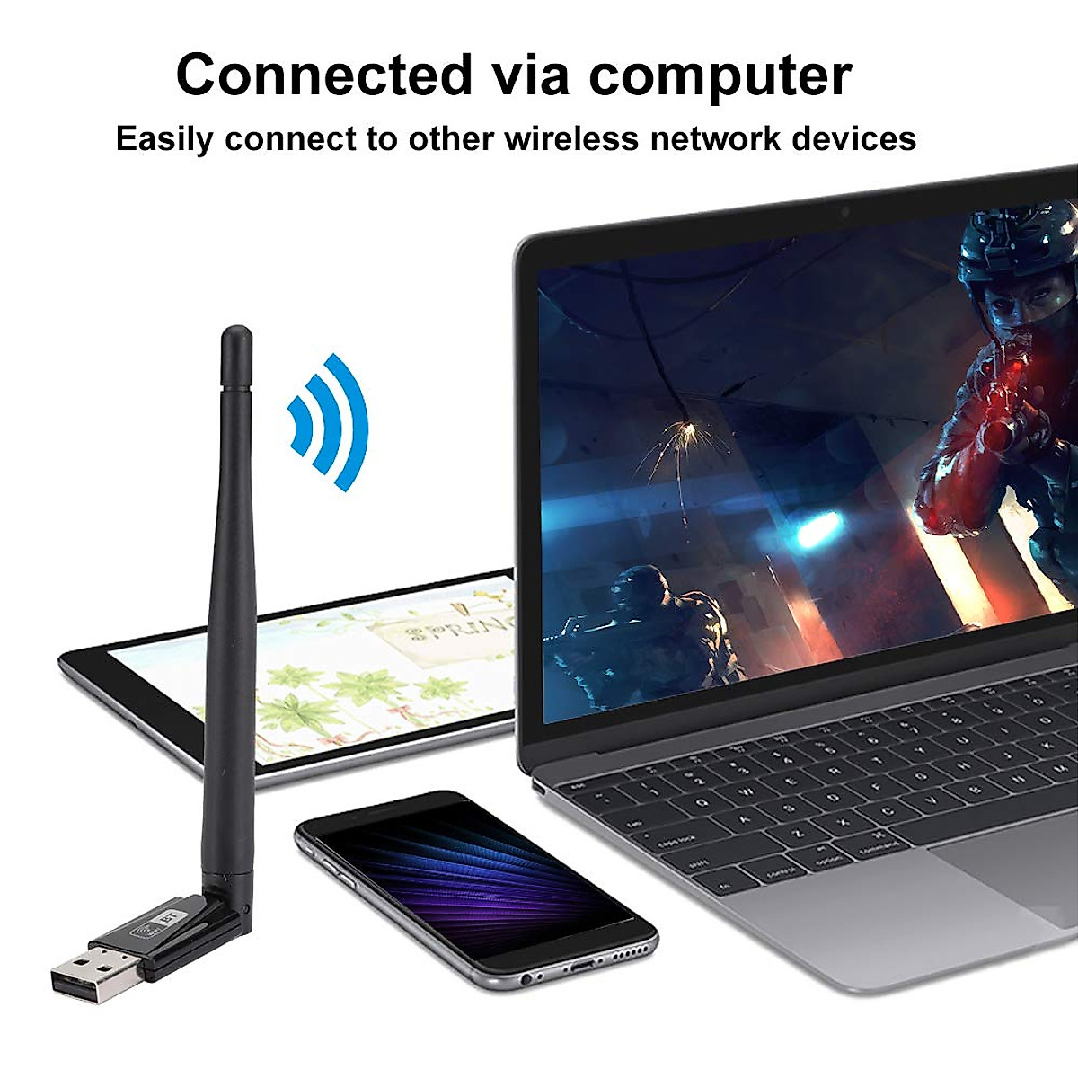 ASHATA Network Adapter, RTL8821CU 600M Drive Band PC LAN Card for USB Bluetooth Adapter