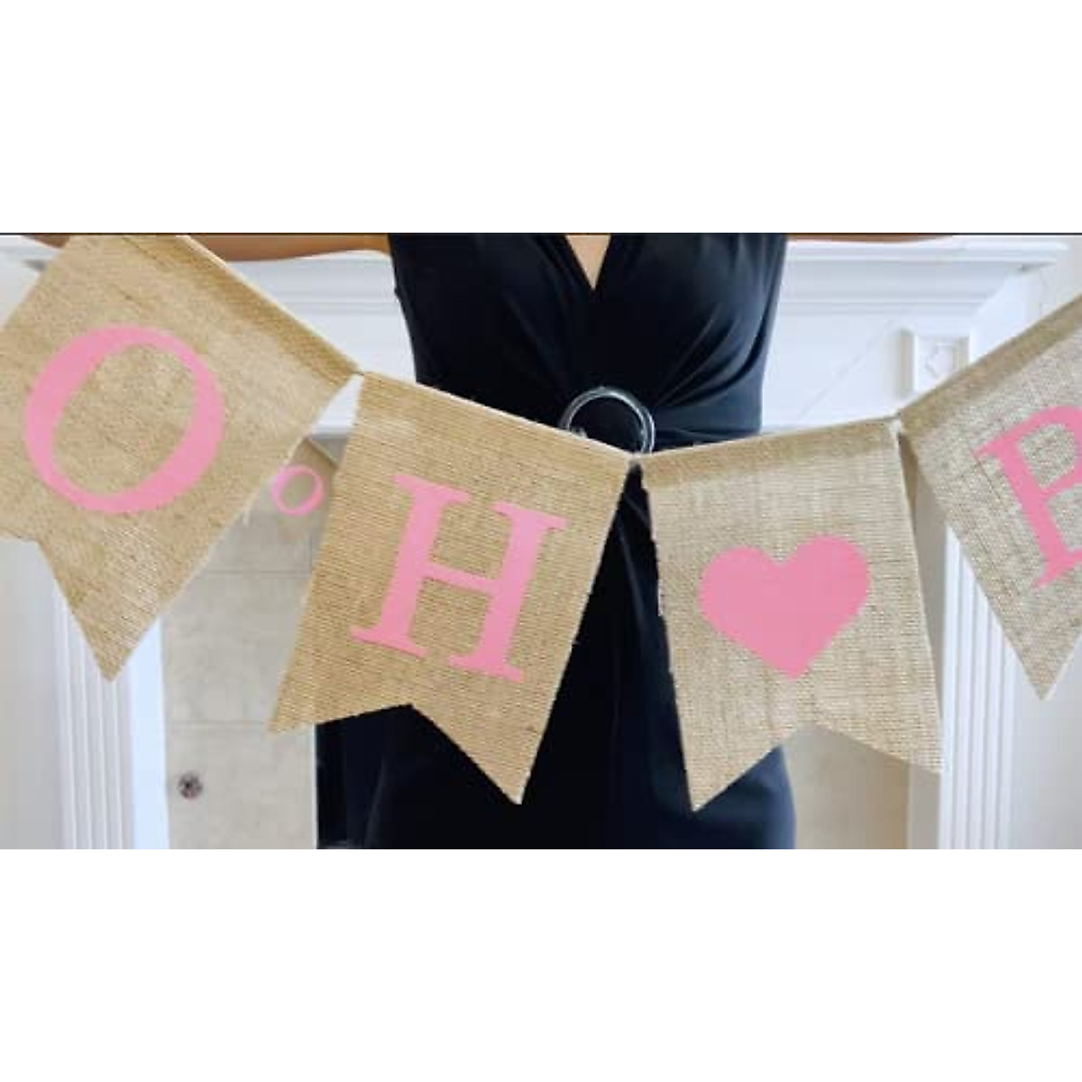Shimmer Anna Shine Oh Baby Burlap Banner for Baby Shower Decorations and Gender Reveal Party (Pink)