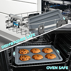 Webake Silicone Sheet Cake Pan, 14 Inch Silicone Sheet Pans 2 Pack Cookie Sheet Jelly Roll Pan Rectangular Cooking Sheet Baking Trays for Oven