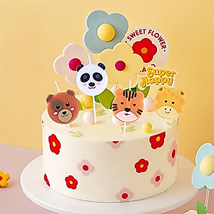 Cute Animal Birthday Candles, Cute Tiger Giraffe Bear Panda Face Shaped Cake Cupcake Candles for Birthday Baby Shower Party Supplies - Set of 4