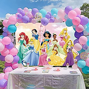 Princess Birthday Backdrop, Pink Princess Party Decorations Banner, Princess Themed Photography Background, Studio Booth Props, Pink Party Supplies for Girls Baby Shower Party Decor