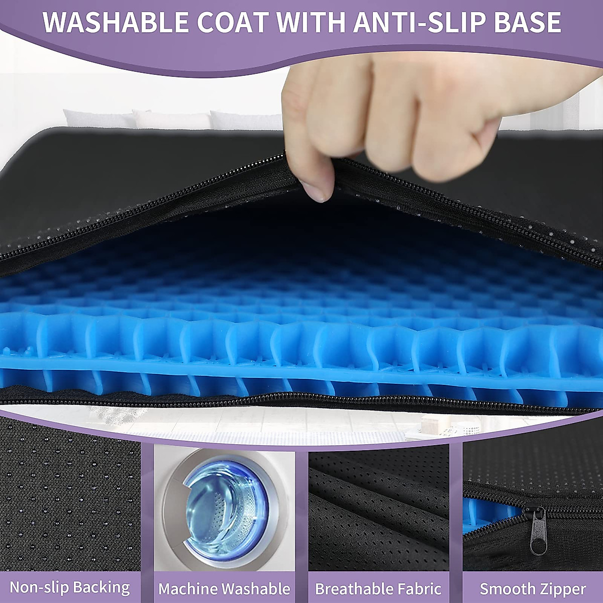 TONOS Gel Seat Cushion, Size M- Sciatica & Back Pain Relief Chair Cushion for Long Time Sitting, Soft & Breathable Seat Cushion for Office Chair, Car, Wheelchair. Make You Sit Comfortably Anywhere!