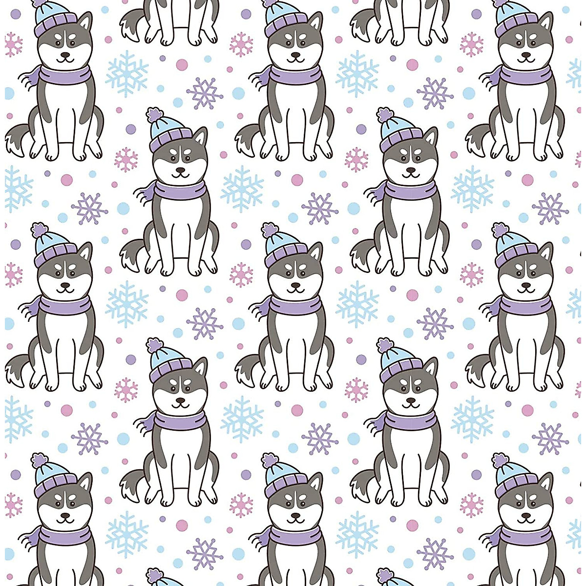 Stesha Party Winter Husky Puppy Dog Gift Wrap Present Wrapping Paper 30 x 20 Inch (3 Sheets)