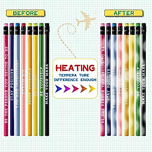 60 Pcs Inspirational Pencils Personalized Pencils with Name Cute Pencils Motivational Pencils for Student Color Changing Mood Pencils Heat Activated Pencils for Kids School (Multicolor)