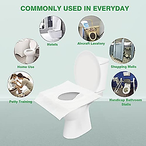 FYY 100 Pack Toilet Seat Covers Paper Flushable,Travel Disposable Flushable Paper Toilet Seat Covers for Adults and Kids Potty Training in Public Restrooms,Airplane,Camping(L,56x42cm,22x16.5 inch)