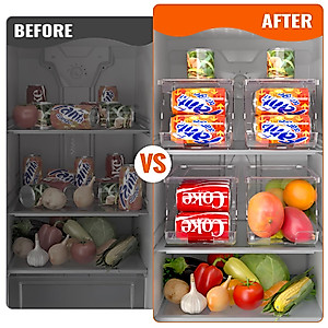 SCAVATA Soda Can Organizer for Refrigerator, Stackable Canned Food Pop Cans Container Can Holder Dispenser with Lid for Fridge Pantry Rack Freezer, Clear Plastic Storage Bins, Holds 12 Cans Each