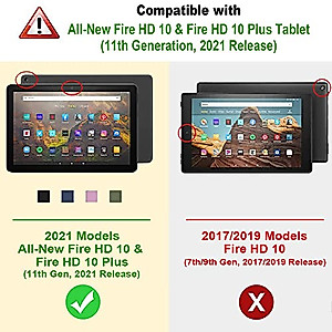 COOWPS Folio Case for Amazon Fire HD 10 (ONLY Fit 11th Generation, 2021 Release) and Fire HD 10 Plus Tablet - Slim Folding Stand Cover with Auto Wake/Sleep & Hand Strap, Mandala Flower