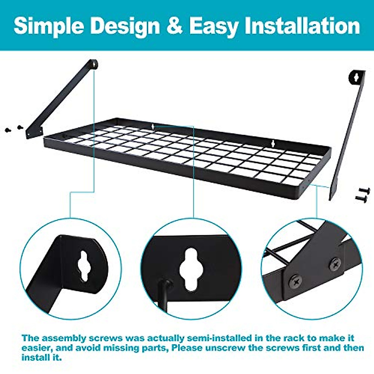 Vdomus Hanging Pot Rack, Wall Mounted Pots and Pans Holder 29.3 by 13 Inch | Kitchen Cookware Organizer for Pots and Pans Storage 15 Hooks, Ideal for Pans, Utensils, Cookware in Square Grid | Black
