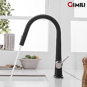 GIMILI Touchless Black Kitchen Faucet with Pull Down Sprayer, High Arc Single Handle Motion Sensor Smart Activated Hands-Free Kitchen Sink Faucet
