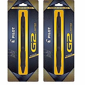 PILOT, G2 Limited Premium Gel Roller Pen, Fine Point 0.7 mm, Matte Black Barrel, Black Ink (Pack of 2)