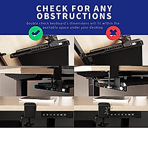 VIVO Large Height Adjustable Keyboard Tray, Under Desk Pull Out Platform, Pencil Drawer, Sturdy C Clamp Mount, 27 (33 Including Clamps) x 11 inch Slide-Out Tray Storage Drawer, Black, MOUNT-KB05-4DH