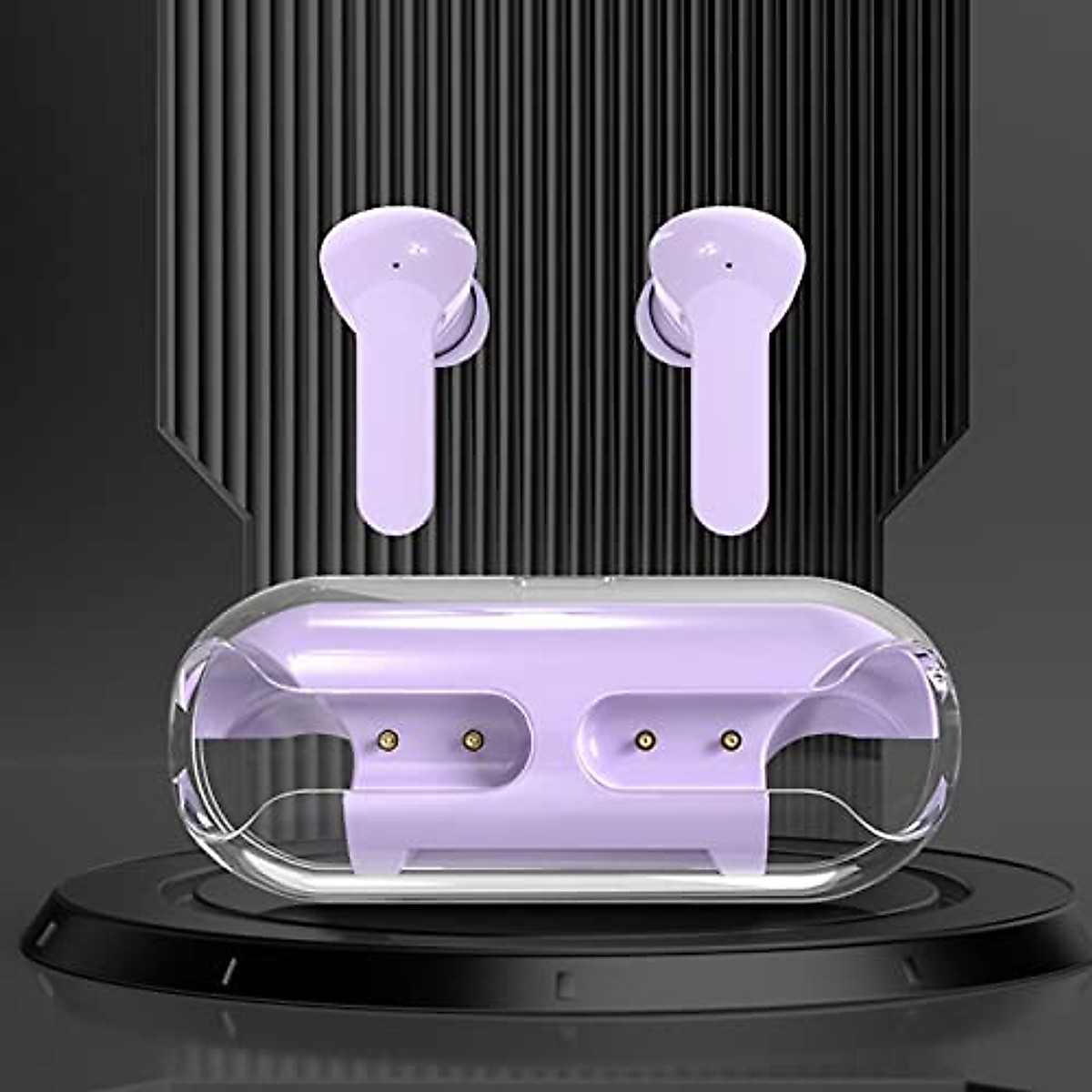 Lopunny Wireless Earbud, Bluetooth 5.3 Headphones Bluetooth Earbud, Deep Bass Wireless Earphones in Ear Noise Cancelling Ear Buds Dual Mic Call, USB-C Waterproof Headset for Game Sport (Purple)