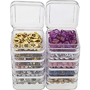The Beadsmith Personality Case – 2 Clear Square Stacker Jar Set – Each Stack Measures 1.25 x 2.3 inches - Total 10 Jars and 2 lids, for Storage of Small Items, Crafts, Jewelry, Hardware