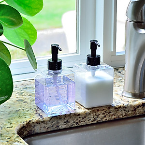 Youngever 5 Pack Clear Plastic Square Pump Bottles, Refillable Plastic Pump Bottles for Dispensing Lotions, Shampoos (12 Ounce)