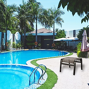 Blacky Rabbit Outdoor Ottomans for Patio Footrest Metal Chairs Patio Footstools Furniture Outside Stools Small Seat Set of 2 Brown, 2 Pack-brown, 22''*20''*17''