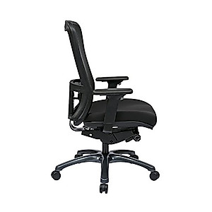 Office Star ProGrid High Back Professional Manager's Office Chair with Breathable Mesh and Adjustable Lumbar Support, Titanium Finish Base with Coal FreeFlex Fabric