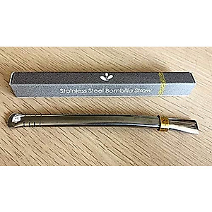 Novomates Easy Clean Yerba Mate Straw - Bombilla Mate for Mate Tea Drinking Filter Straw – Mate Straw Food-Grade Stanley Steel Mate Straw - 6.2" (15.8cm) Long (Mate Gourd not included)