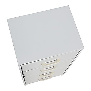 Household Essentials White 4 Drawer Bed Side Table