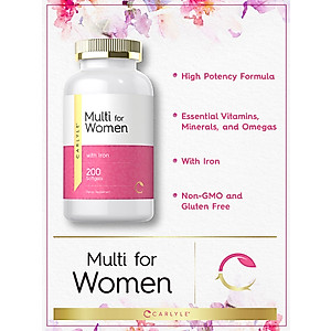 Carlyle Multivitamin for Women with Iron | 200 Softgel Capsules | Nutritional Support Supplement | Non-GMO, Gluten Free
