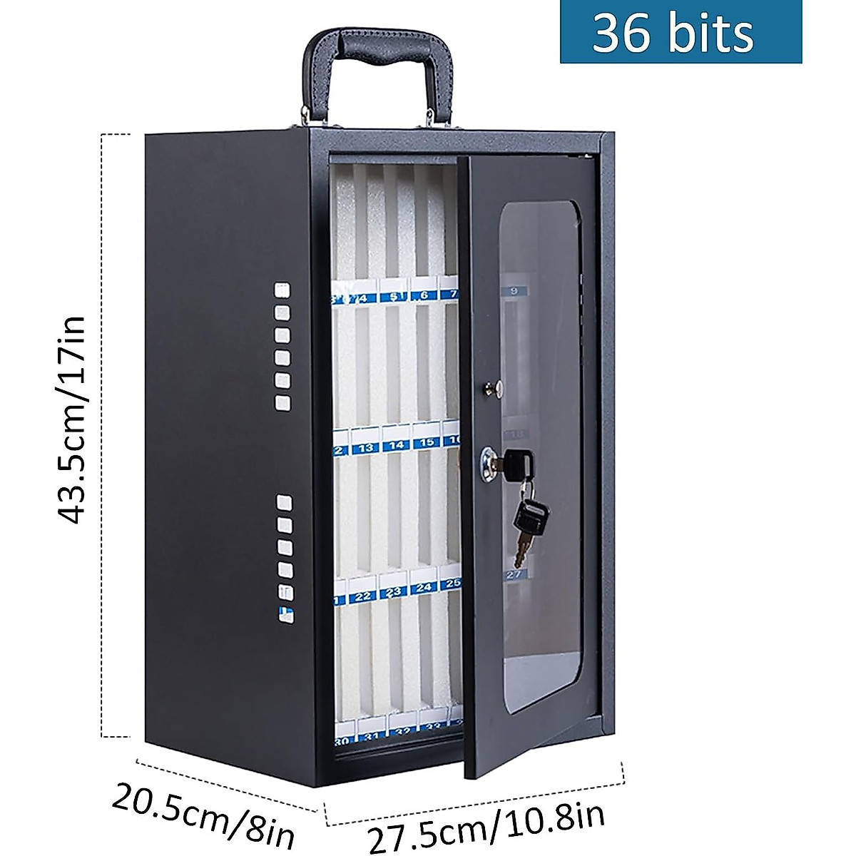 DJFOG Phone Storage Cabinet School Mobile Phone Safe Deposit Box Metal Durable Mobile Phone Storage Box Mobile Phone Storage Cabinet with Lock,Black,36bits