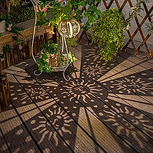 Tryme Solar Lanterns Outdoor Waterproof Moon Star Sun Hanging Solar Garden Lanterns Lights with Handle Patio Decorations for Table Yard (Bronze and Silver)