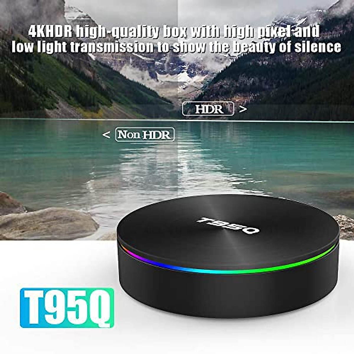 Android TV Box Android 9.0 OS Smart TV Box 4GB 64GB T95Q Support USB 3.0 BT 4.1 2.4G- 5G Dual-Band Wi-Fi 3D 4K Full HD H.265 100M Android Mini PC with Wireless Keyboard Remote (Backlit) TTV Box