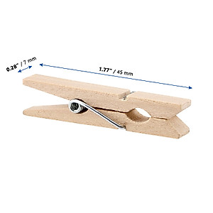 MANCHAP 400Pcs 1.77 x 0.27 Inch Wooden Small Clothes Pins, Wooden Clothespins, Tiny Wooden Clamp Clothes Pins Clip for Documents, Paper, Photos Fixing