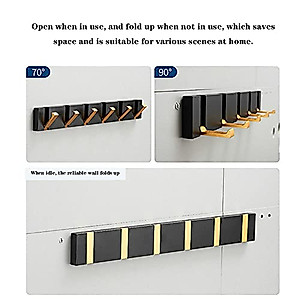 oiakus Wall-Mounted Coat Rack, Aluminum Wall Mounted Folding Hanger, Modern Coat Hook Hook Rack with 6 Hooks, Space Saving Hanger for Hats, Keys,Bag,Towel