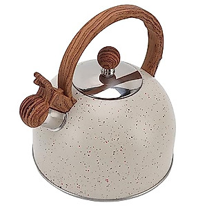 Stovetop Kettle, Whistling Kettle 2.5L Capacity Stainless Steel Stovetop Teapot for Water Boiling (Beige)