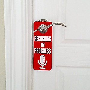 GRAPHICS & MORE Recording in Progress Microphone Plastic Door Knob Hanger Sign