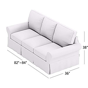 The Heavy Cotton Sofa Cover is 3 Seat Sofa Slipcover Replacement. It Fits Pottery Barn PB Basic Three Seat Sofa (Bright White Basic)
