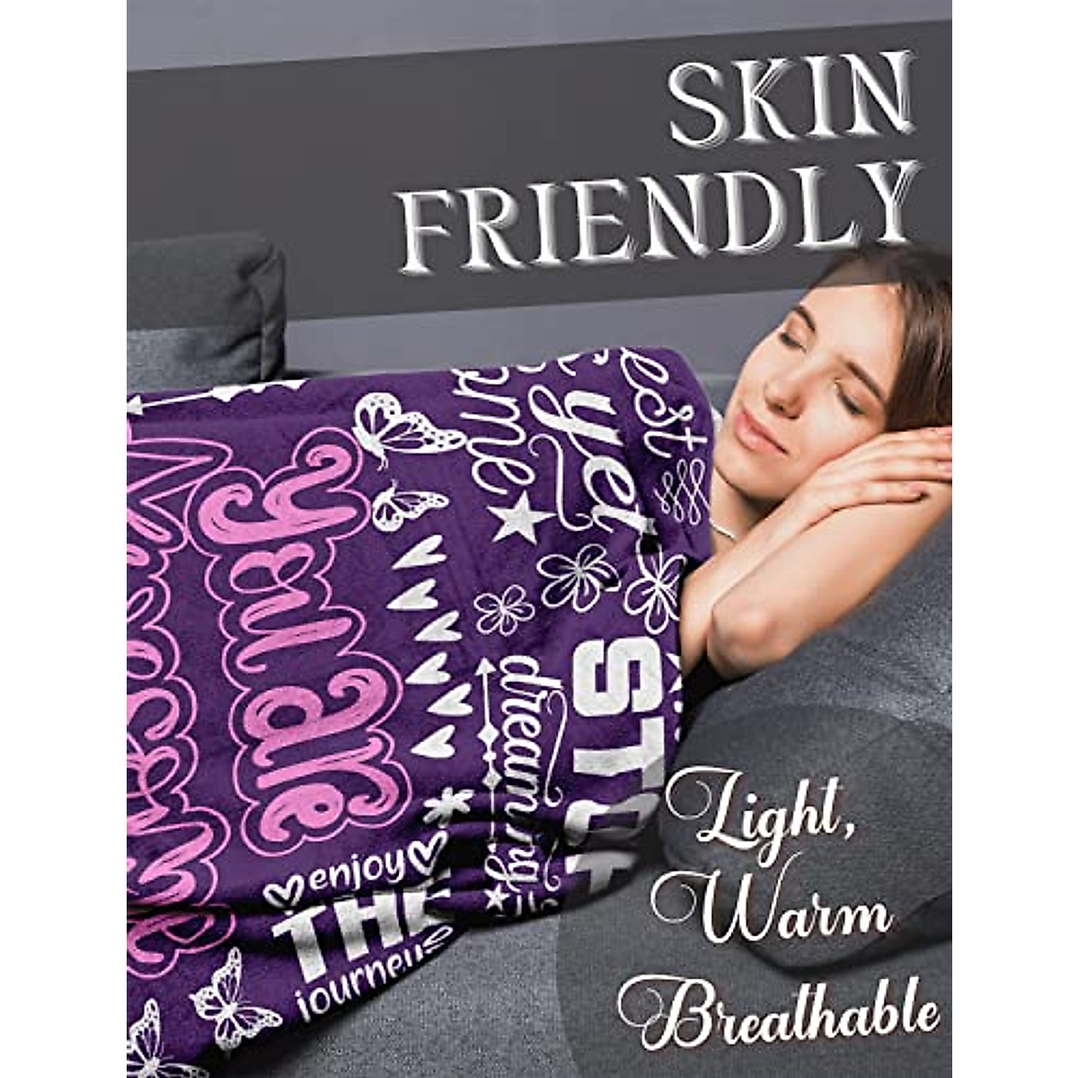 InnoBeta Coworker Leaving Gifts for Women Flannel Blankets Throws, Inspirational Gifts for Women, Going Away Farewell Gifts for Coworkers - Purple Flannel Blanket (50"x 65") - You are Awesome