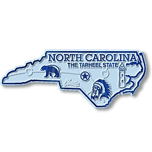 North Carolina Small State Magnet by Classic Magnets, 3.3" x 1.3", Collectible Souvenirs Made in The USA