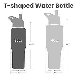 COKTIK Water Bottle Insulated, 32oz Water Bottles Straw Lid, Spout Lid, Cold for 36 Hrs, Hot for 18 Hrs, Cup Holder Friendly Leakproof (Black)