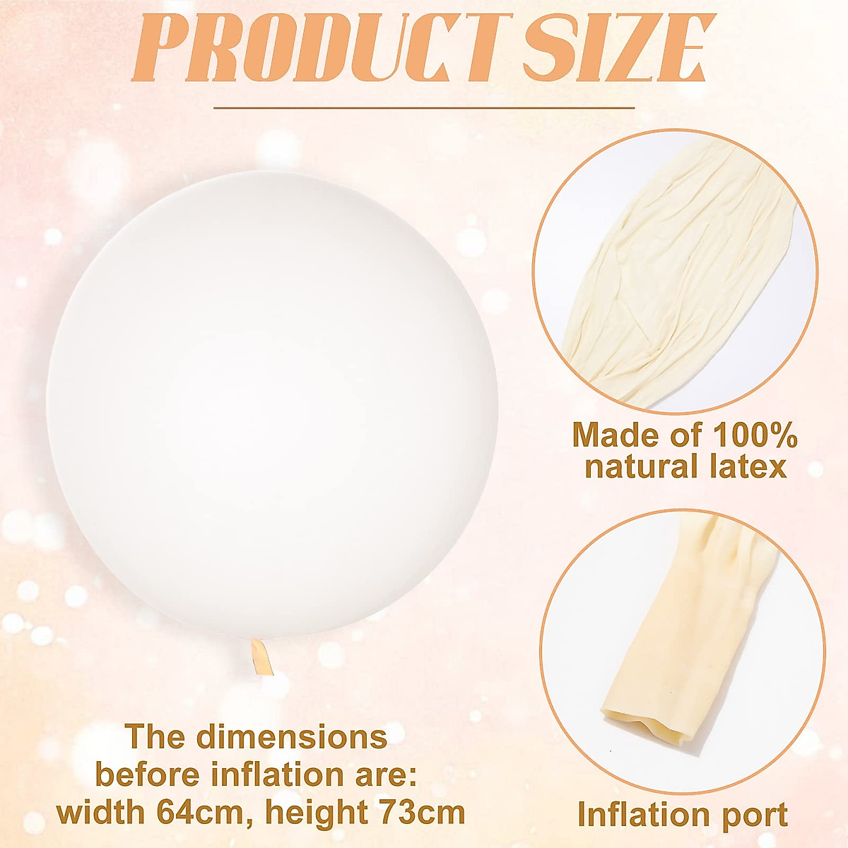 2 Pcs 72 Inch Giant Balloons Round Latex Large Human Egg Balloon Jumbo Balloons Inflatable Air Decorations for Birthday Party Baby Shower Wedding (White)