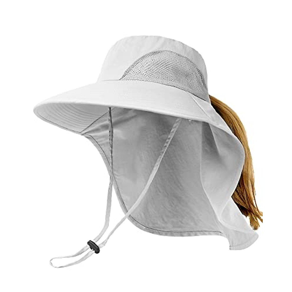 Camptrace Wide Brim UPF 50+ UV Protection Sun Hats Hiking Fishing Gardening Hats with Large Neck Flap for Womens Mens Nylon, Light Grey