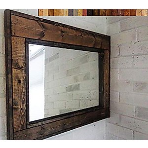Herringbone Reclaimed Wood Framed Mirror, Available in 5 Sizes and 20 Stain colors: Shown in Dark Walnut - Large Wall Mirror - Rustic Modern Home - Home Decor - Mirror - Housewares - Woodwork - Frame
