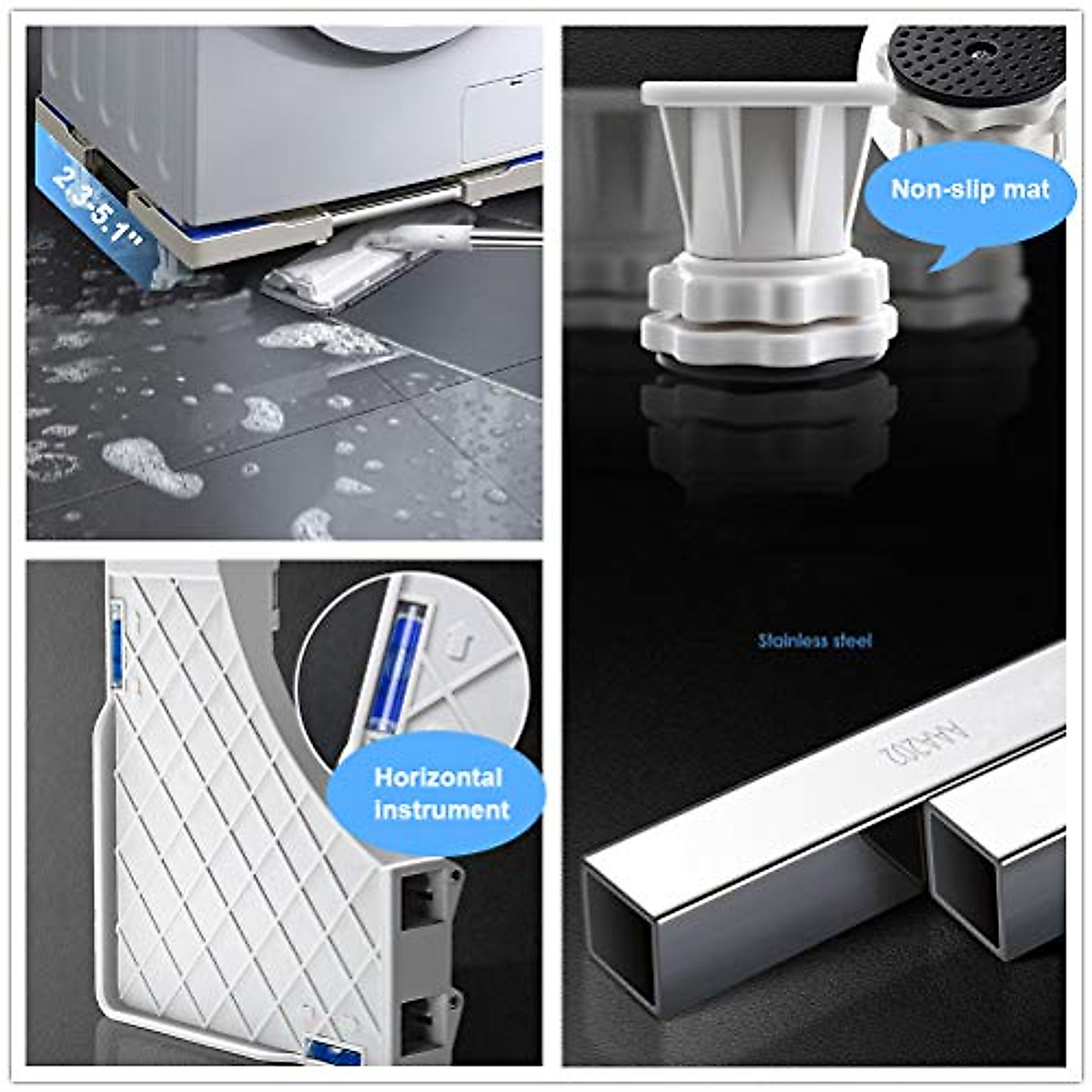 Adjustable Fridge Stand- Refrigerator Stand-Mini Fridge Stand- Washing Machine-Washer Stand-Strong Feet for Fridge- Mobile Base Stand with 4 Strong Feet Multi-Functional Base (4 Feet)