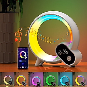 Smart Night Light for Kids,Wake Up Light Sunrise Alarm Clock,Ambient Light & Sleep Assistant White Noise Sound Machine Baby Night Light,App,Bluetooth Speaker,Snooze,Timer,Remote Control,Ideal for Gift